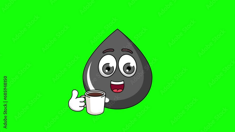 oil emoticon with drinking coffee style, emoji emoticon animation Stock ...