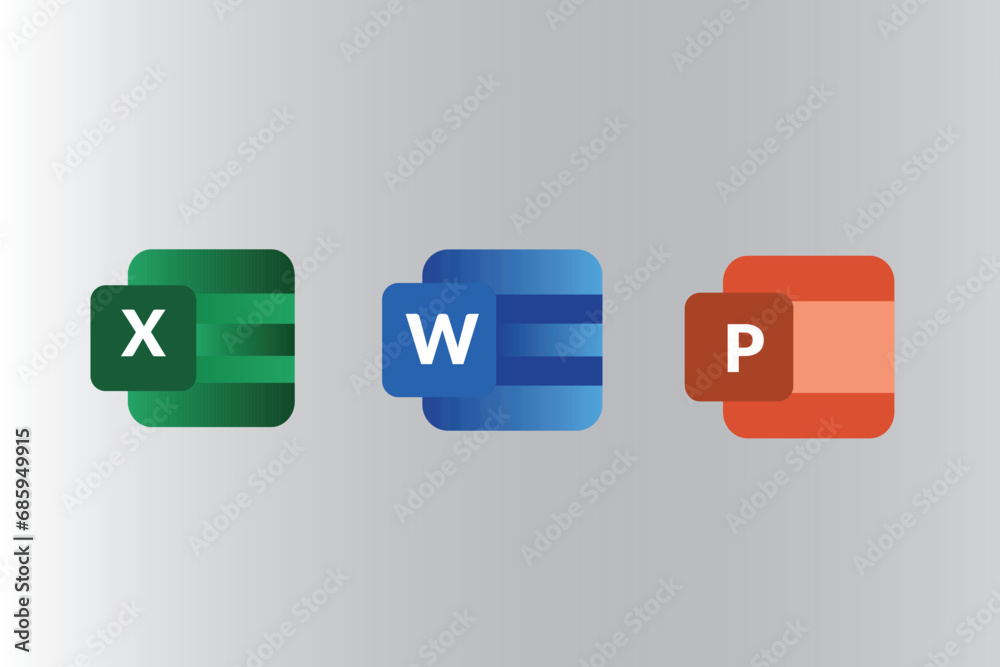 Microsoft word excel and PowerPoint icon Stock Vector | Adobe Stock