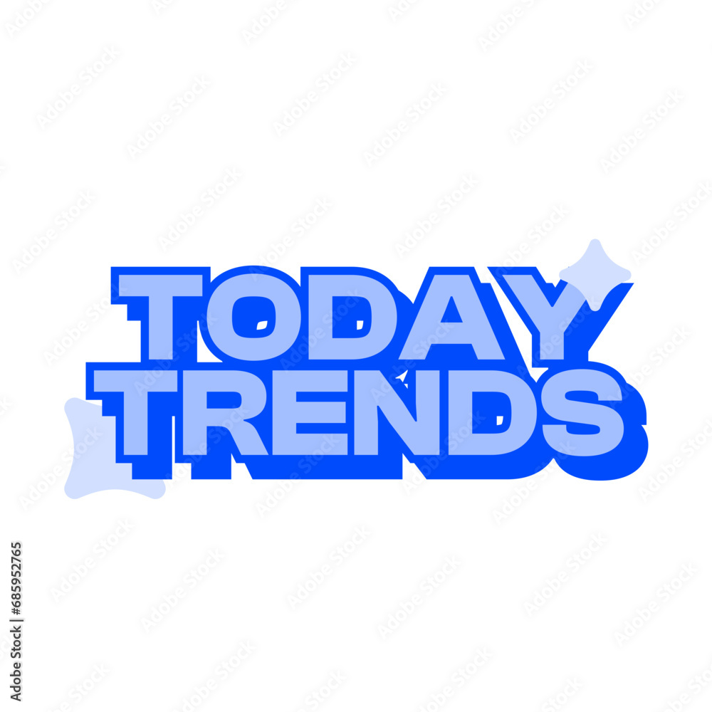 Y2K Flat Style Today Trends Header Typography Template, Blue Comic ...