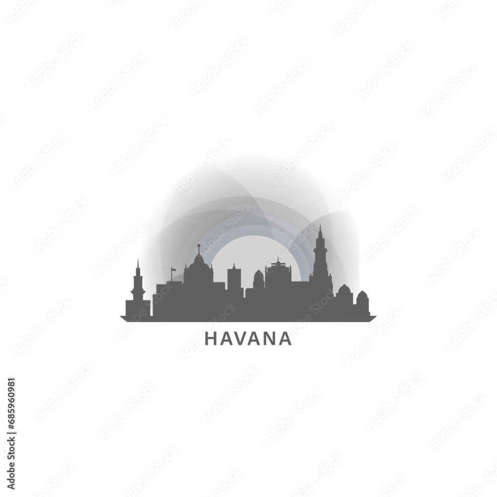 Havana Cuba cityscape skyline city panorama vector flat modern logo ...