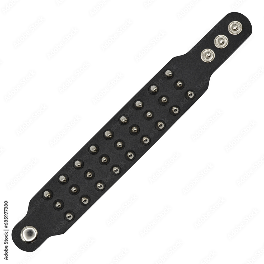 Black leather bracelet with spikes, pyramids. An accessory for rockers ...