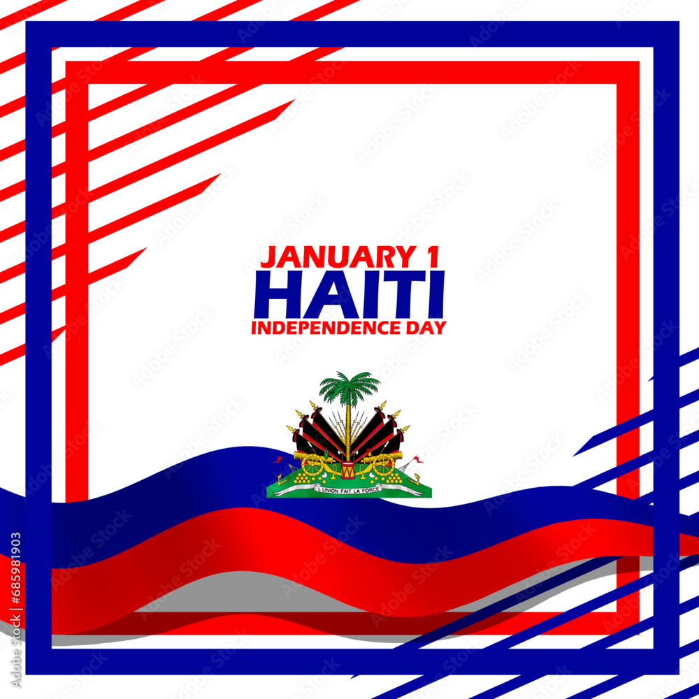 Haitian Independence Day event banner. Haiti flag with bold text in ...