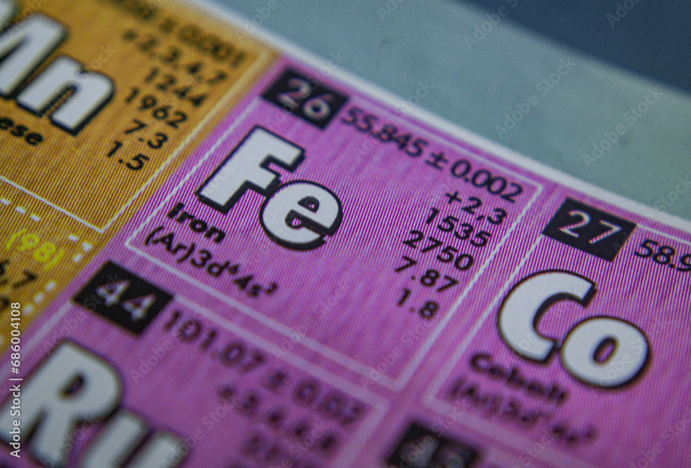 periodic table of element iron Stock Photo | Adobe Stock