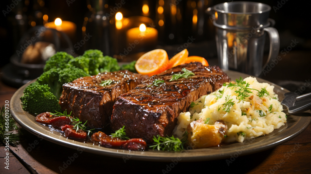German national dish, marinated braised beef. Sauerbraten Stock Photo ...