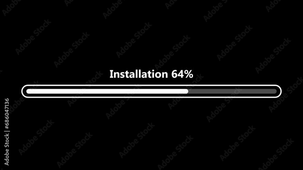 Installation failed loading bar animation isolated on a black ...