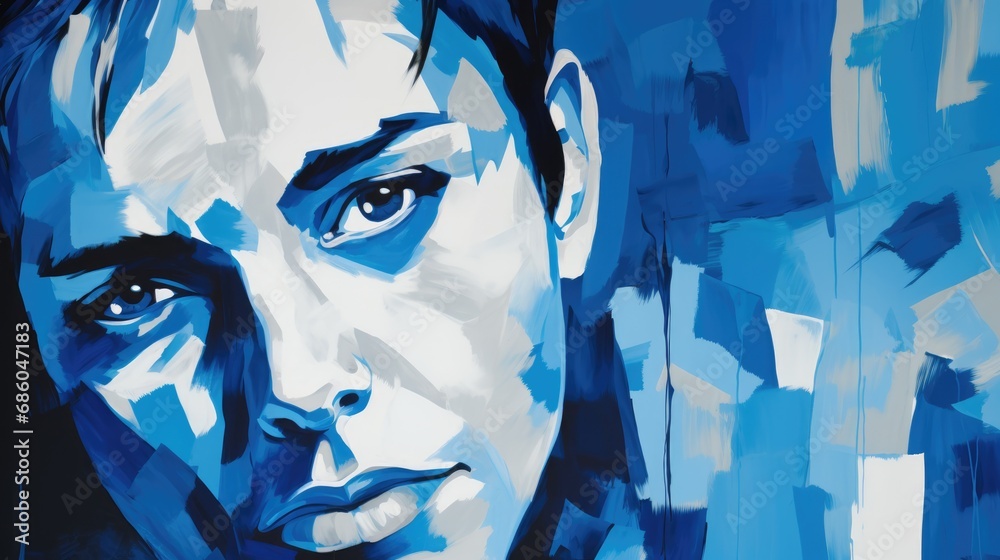 Blue color upset portrait background. Blue Monday, Mental health ...