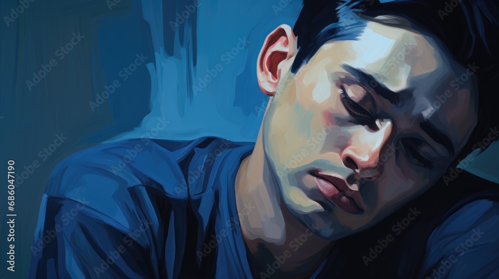 Blue color upset portrait background. Blue Monday, Mental health ...