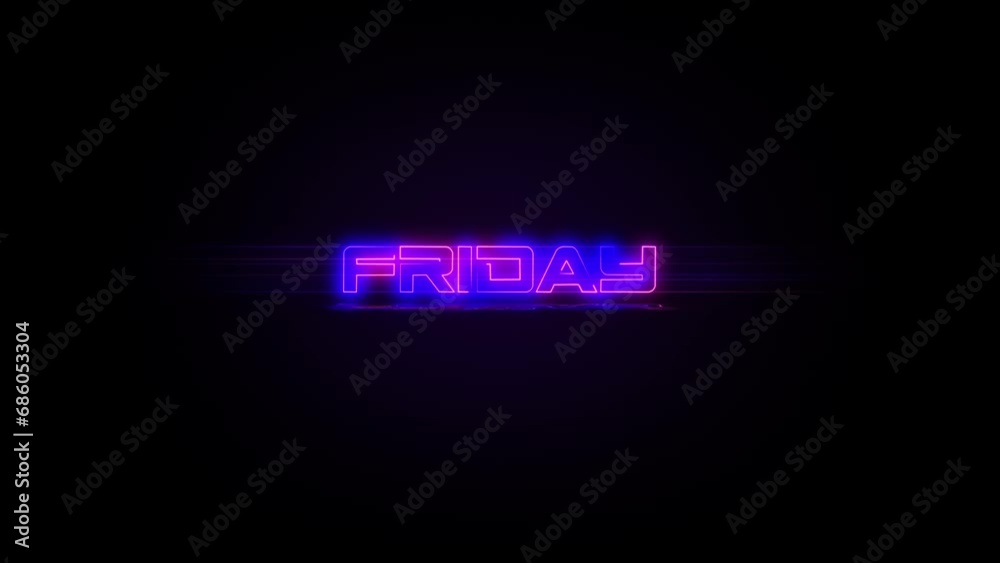 Flashing FRIDAY electric blue and pink neon Sign flashing on and off ...