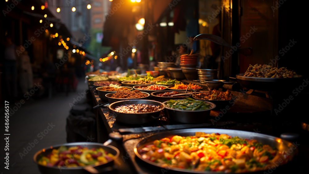 Street food in India, different food stalls Stock Photo | Adobe Stock