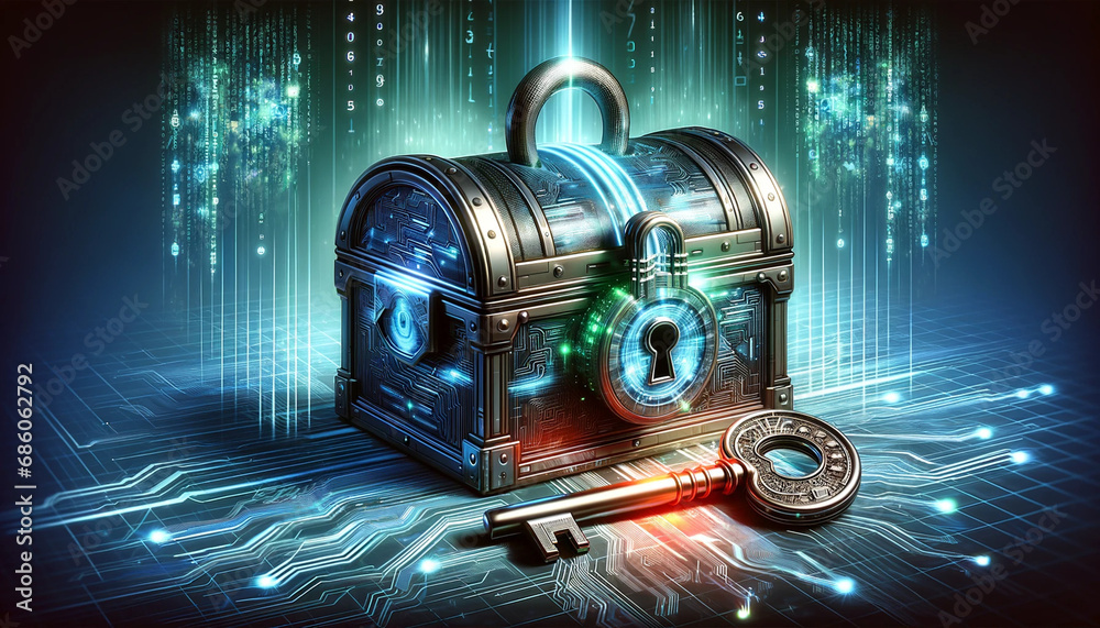 Foto de An imaginative depiction of a digital treasure chest locked ...