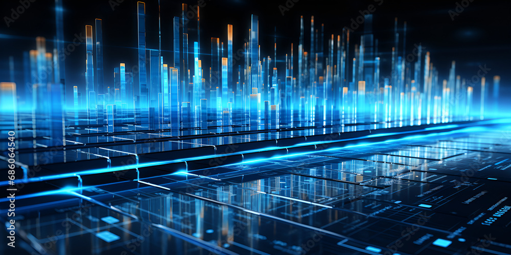 data analysis trade graph science fiction future background glowing ...