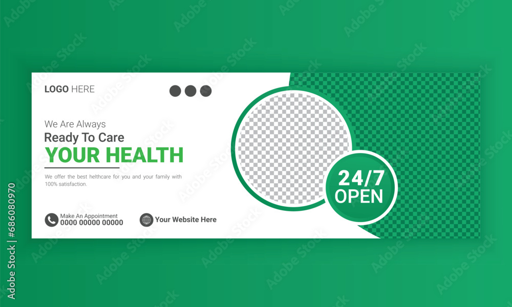 Medical healthcare social media cover photo design with gradient color ...