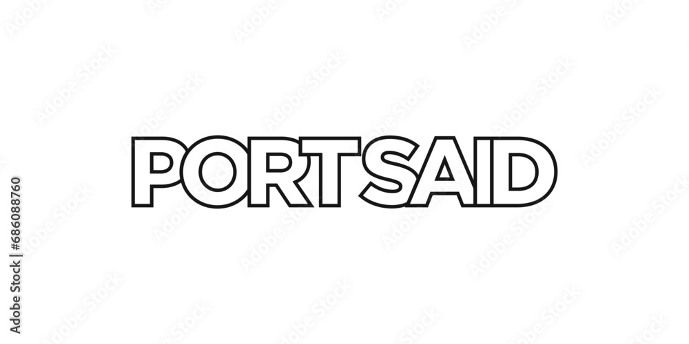 Port Said in the Egypt emblem. The design features a geometric style ...