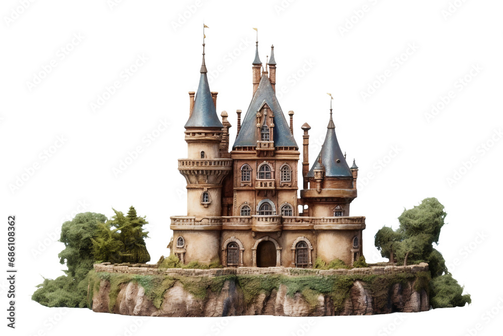 Architectural Splendor French Castle Isolation on a transparent ...