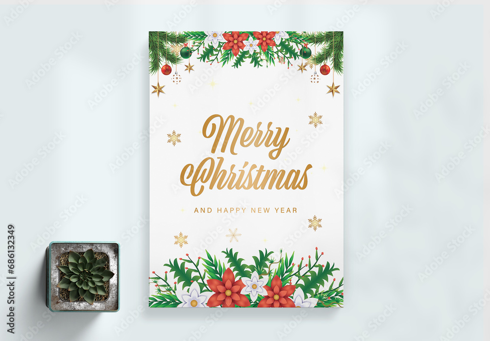 Editable Christmas Greeting Card Layout Stock Template | Adobe Stock