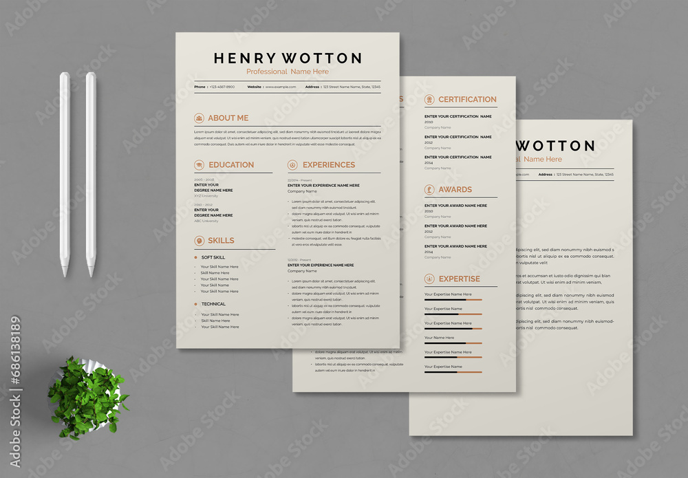 Clean Resume Layout Stock Template | Adobe Stock