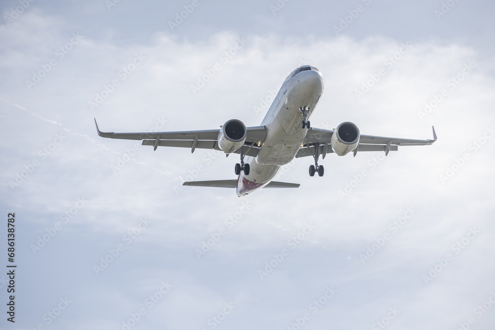 Viewing the fuselage of an airbus a321 just before landing Stock Photo ...