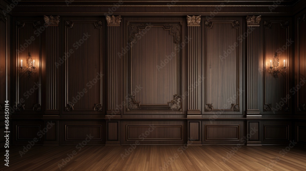 Classic premium luxury wood paneling wall background or texture. Highly ...