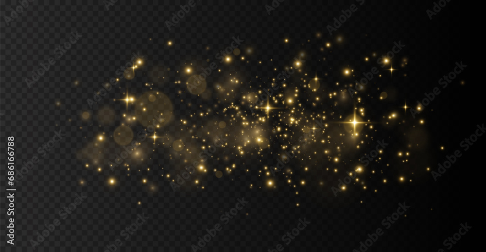 Christmas glowing dust background, the light of gold dust, bokeh light ...