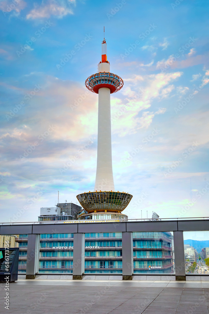 Kyoto, Japan - April 6 2023: Kyoto Tower completed in 1964 it's the ...