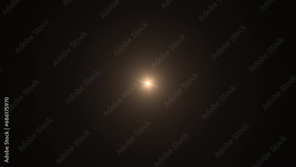 Loop center flickering glow gold star ray lights optical lens flares ...