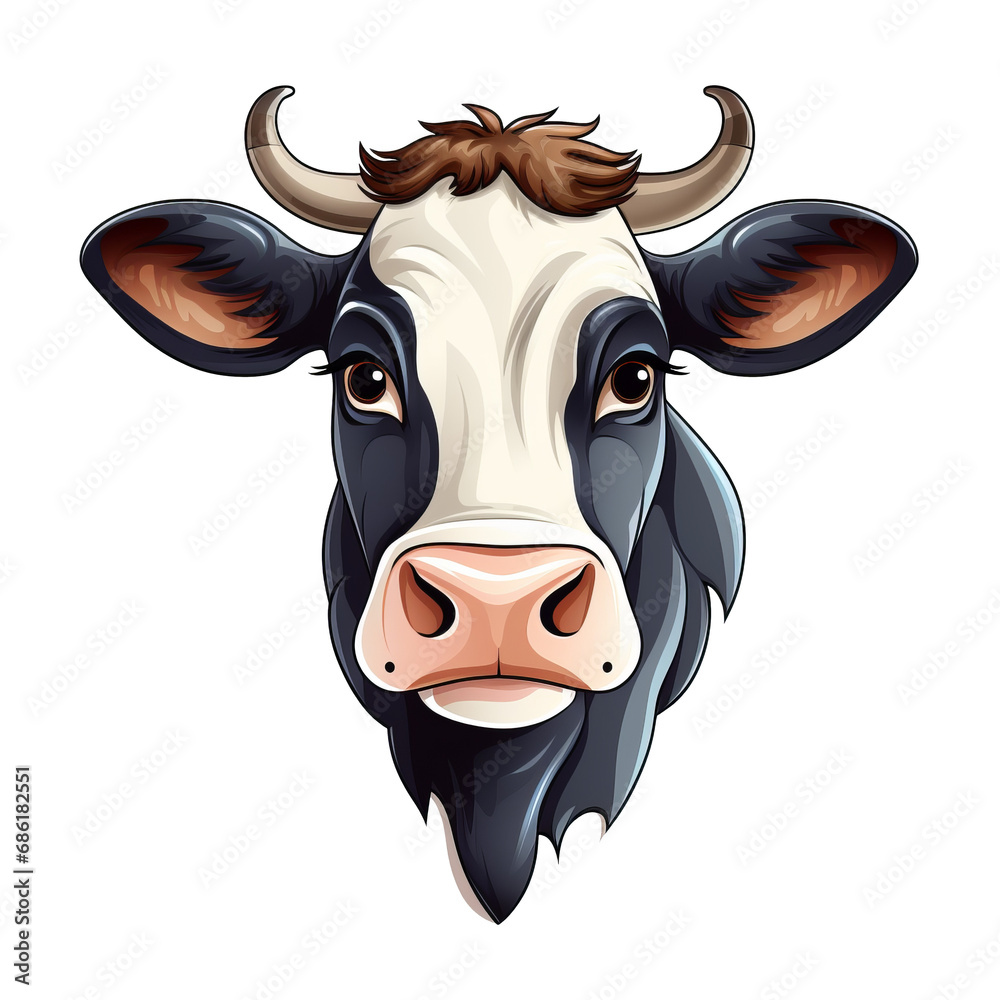 Cartoon cow head isolated on transparent background. Ai generated ...