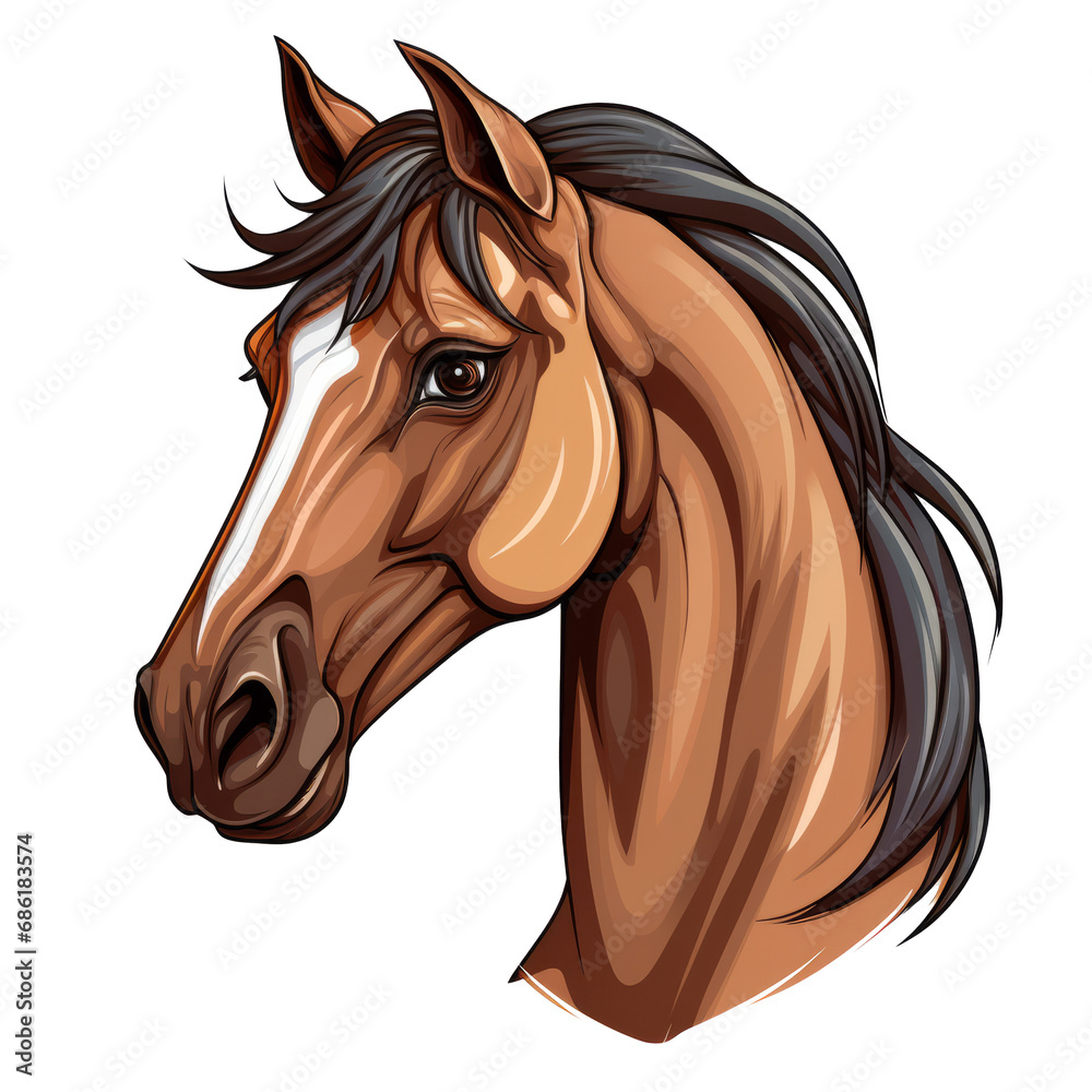Cartoon horse head isolated on transparent background. AI generated ...