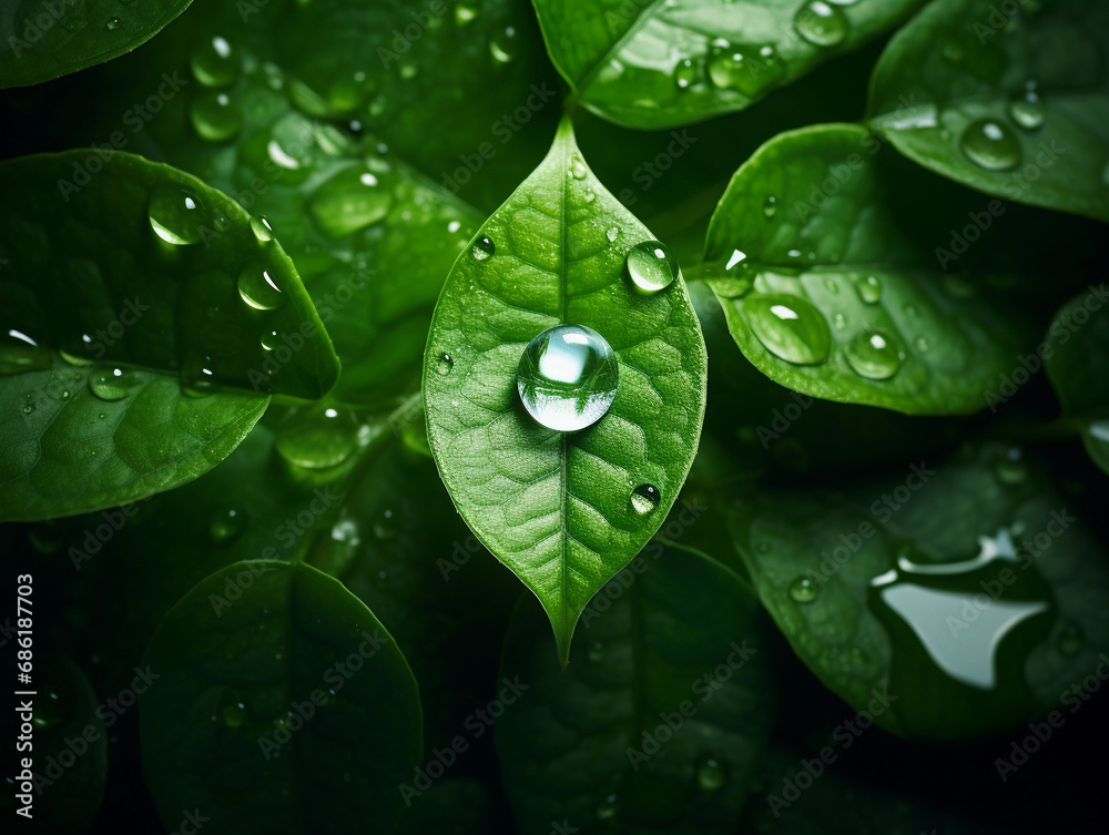 CO2 reducing icon on green leaf with water droplet for decrease CO2 , carbon footprint and ...