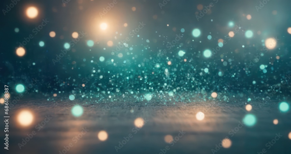 Abstract background with gold and mint color particles patching over ...