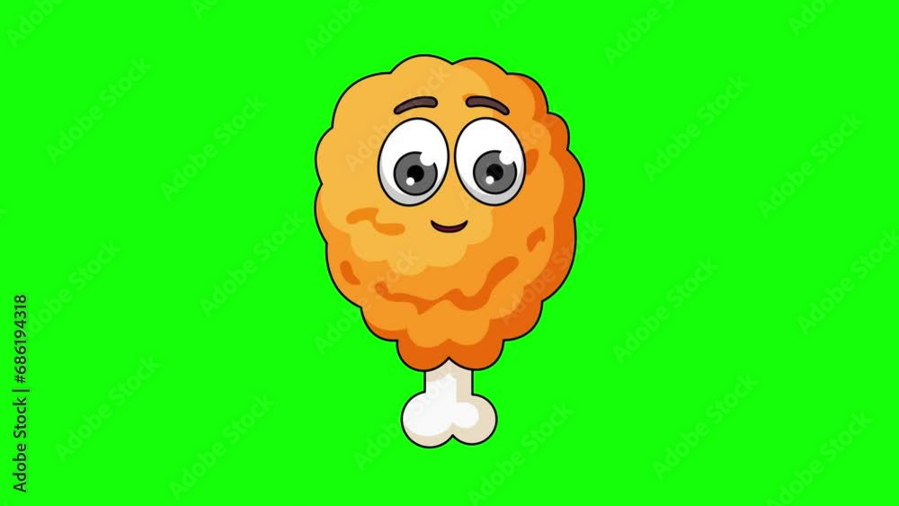 fried chicken cartoon character with a saluting face, emoji emoticon ...