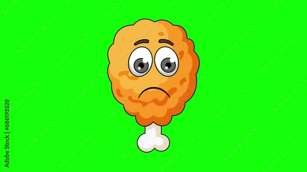 Frowning face animation of fried chicken emoticon emoji vídeo do Stock ...
