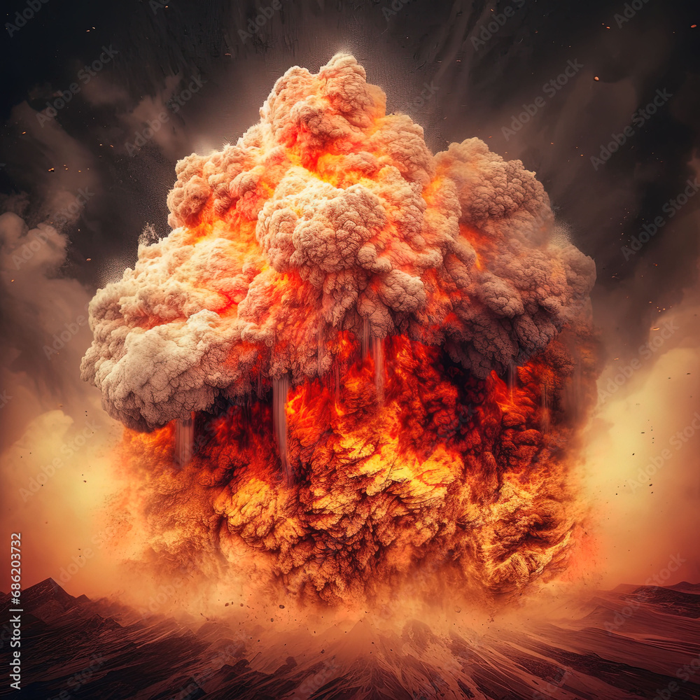 burning fire in the sky, Eruption of the Earth, volcanic eruption ...