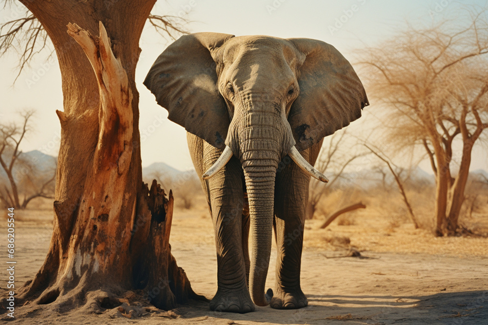 An image of an elephant painting with its trunk, demonstrating the ...