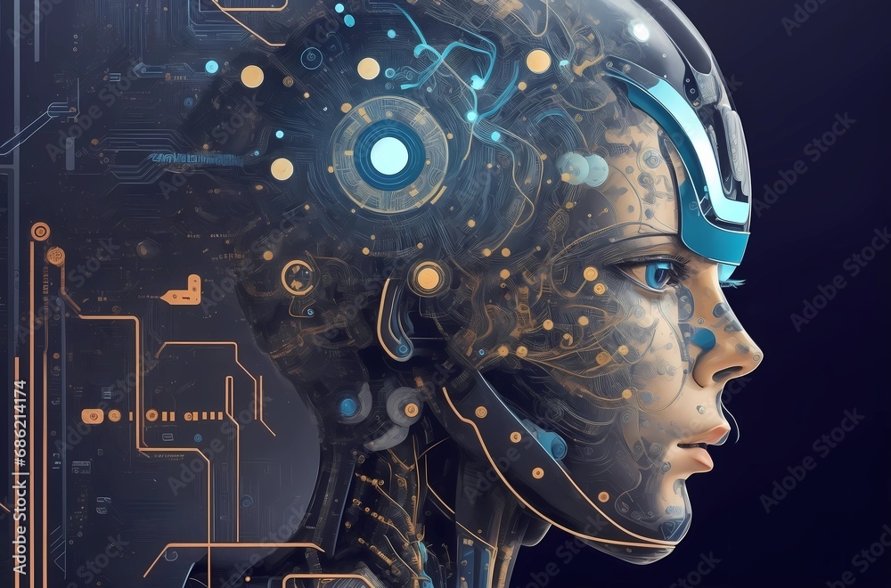 AI art that visually interprets the concept of artificial intelligence ...