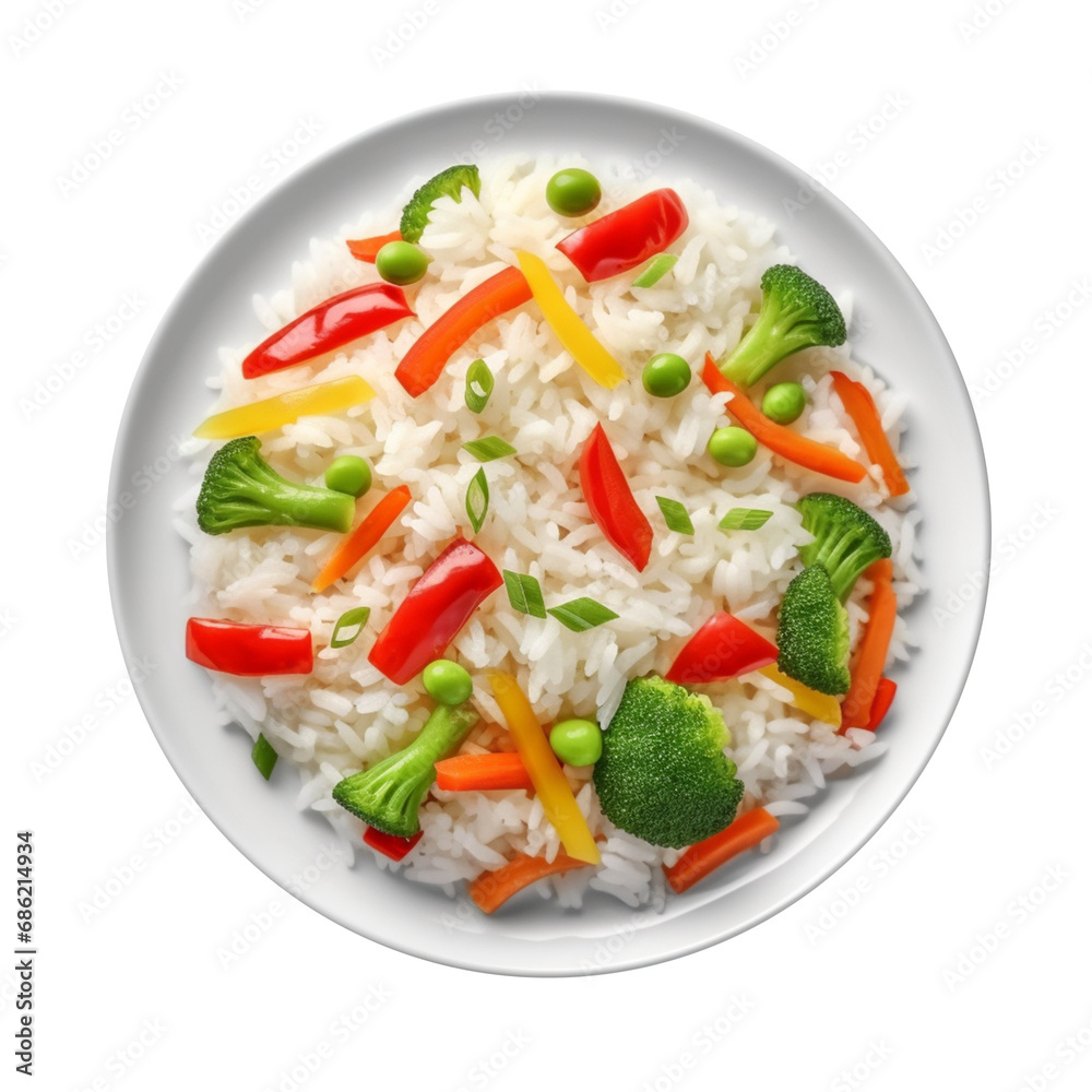 fresh cooked white basmati rice on a tray with transparent background ...