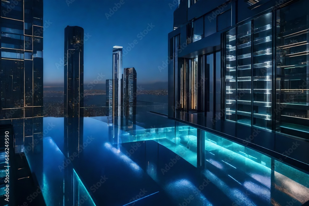 "Imagine a futuristic luxury skyscraper residence with cutting-edge ...