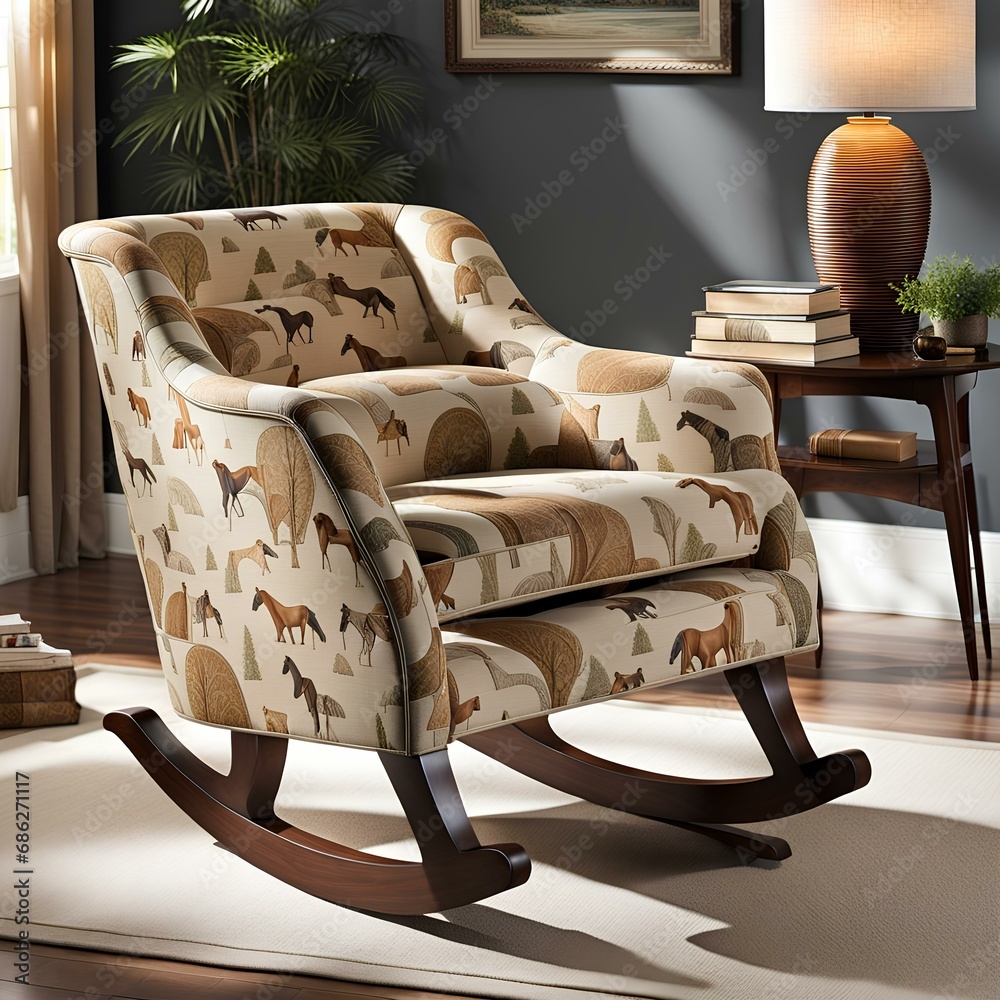 whimsical rocking chair with horse saddle-inspired seat, resembling a ...