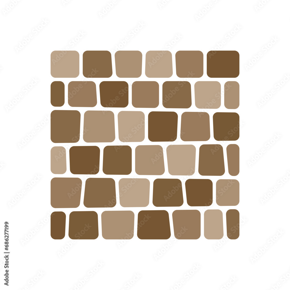 Paving stone icon. Cobblestone, stone, tile. Colored silhouette. Top ...