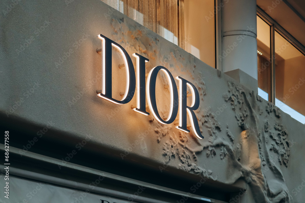 Cannes, France - August 3, 2023 : Sign board of the Dior boutique in ...