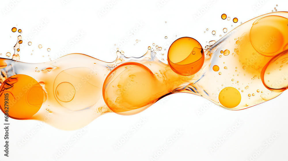 transparent orange water bubbles against a white background graphic ...