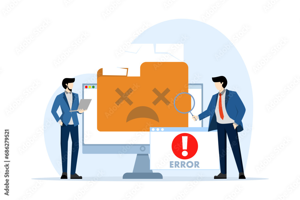 Error and warning concept of damaged or corrupted files. People ...