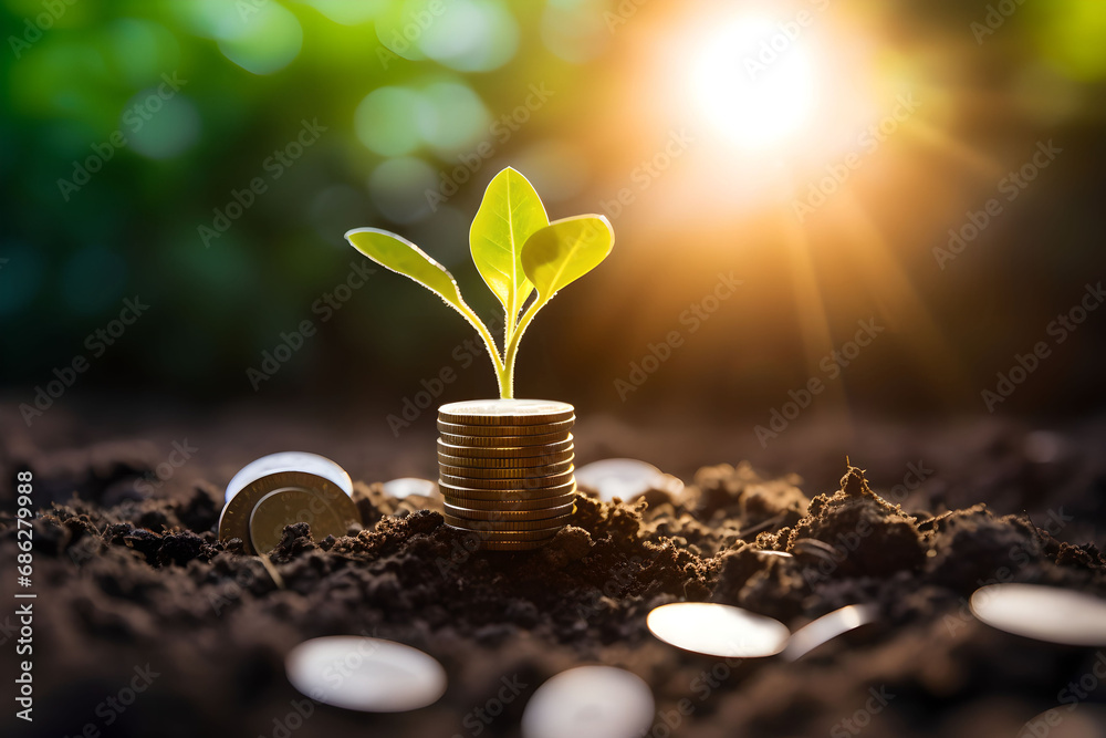 sustainable finance and green finance, symbolizing growth, money, money ...