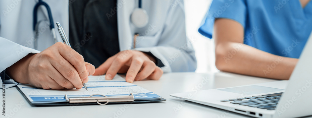 Professional various team of medical working and planning medical ...