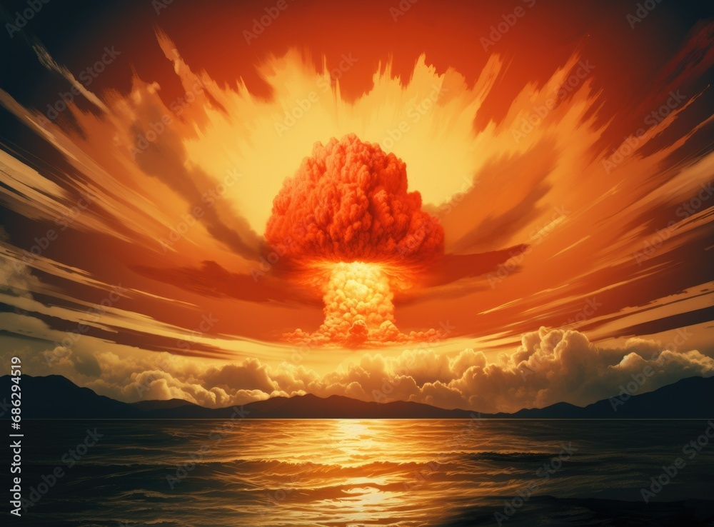 Radioactive Nuclear Explosion in the Ocean Clouds vapourize the yellow ...
