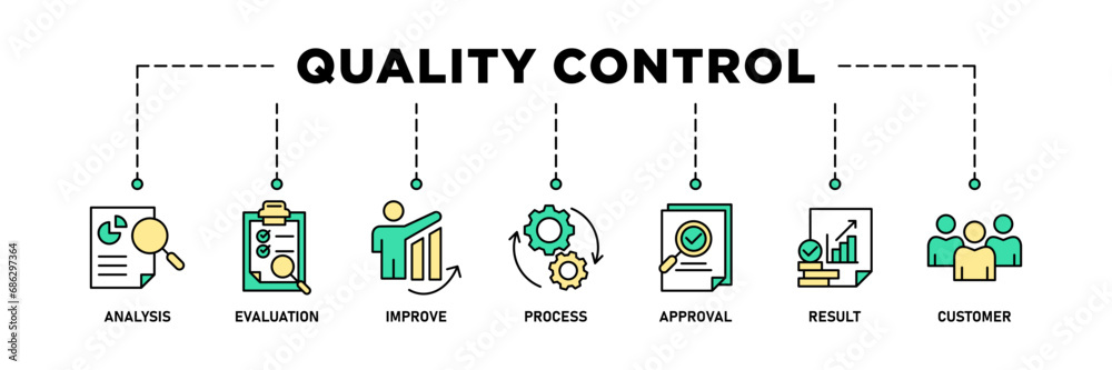 Quality control banner web icon vector illustration concept for product ...