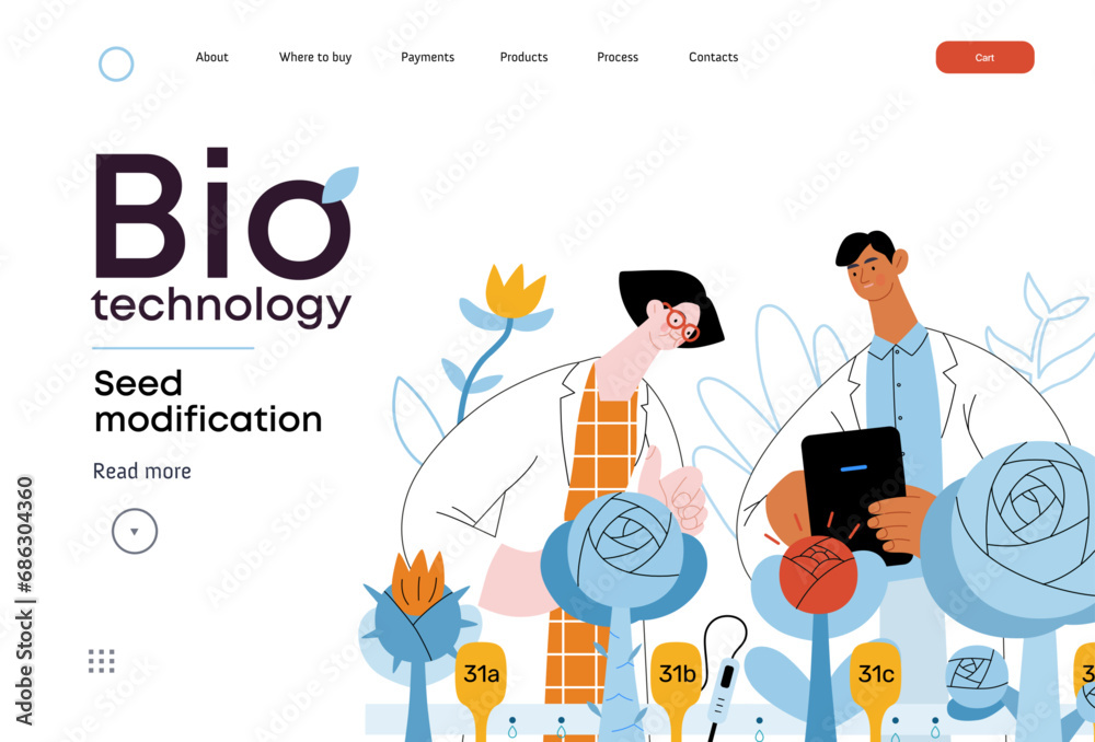 Bio Technology, Seed Modification -modern flat vector concept ...