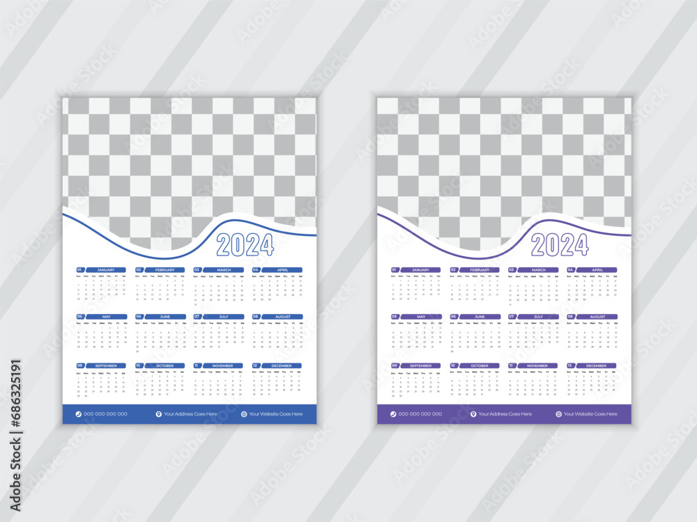 2024 Calendar Template, editable vector Free Vector Calendar 2024 ...