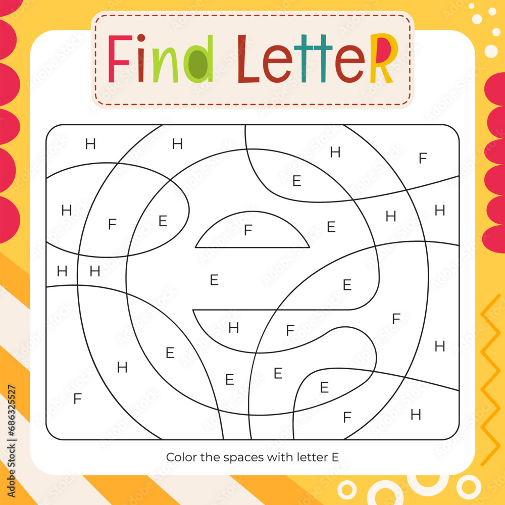 Coloring page for Letter Tracing Book. Color by letter E. Flash card ...
