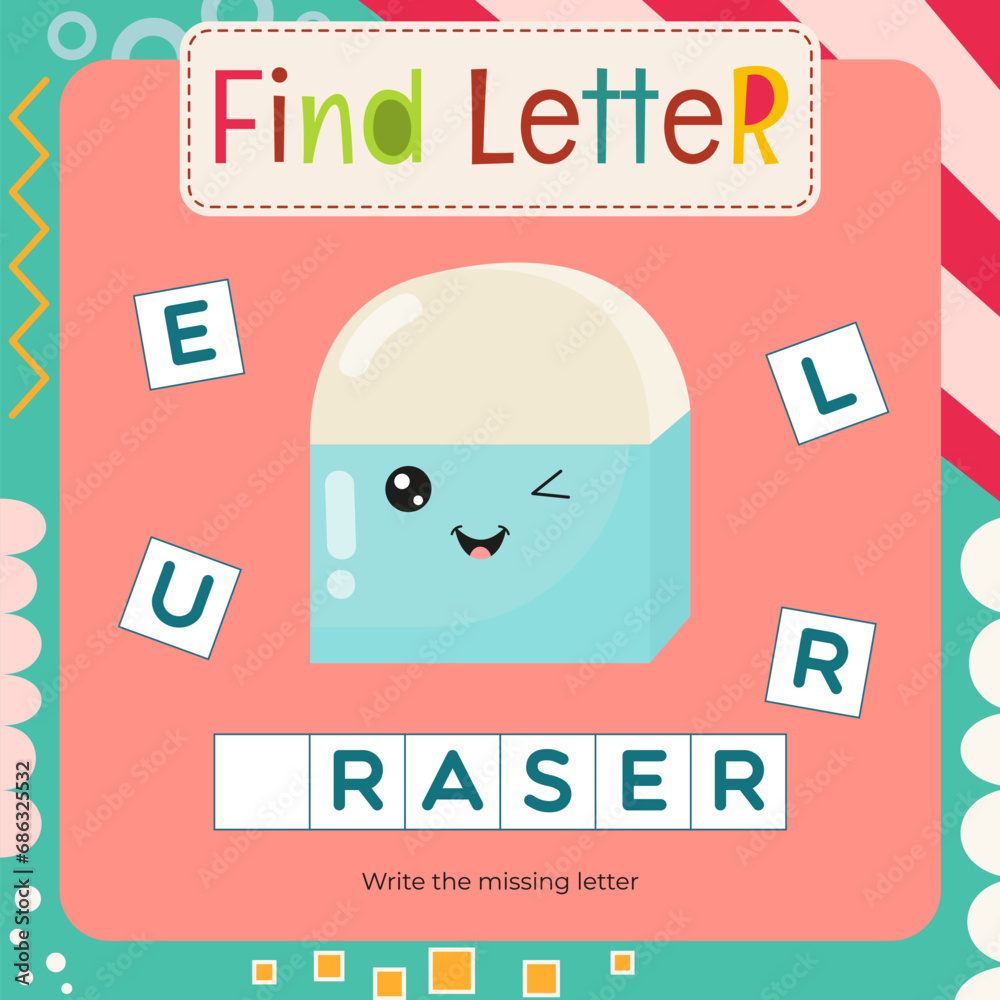 Word activities for Letter Tracing Book. Kids game Find letter – Write ...