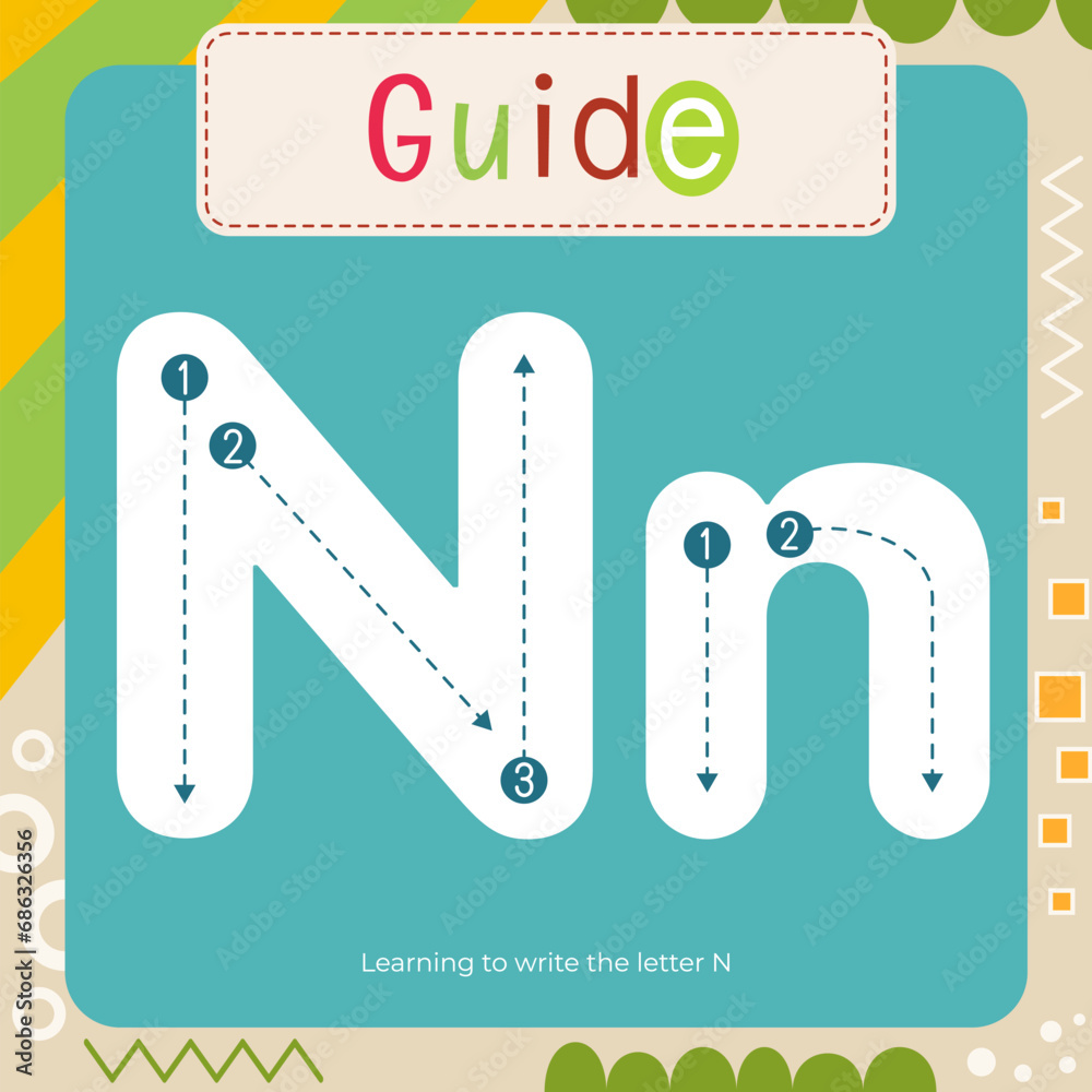 Letter Tracing Flash Card for kids. Guide – learning to write letter N ... Letter Tracing Flash Card for kids. Guide – learning to write letter N ...